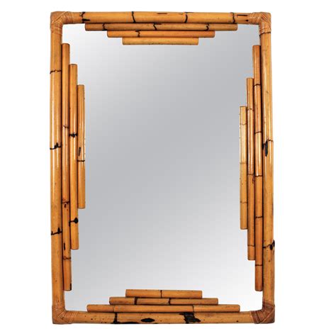Bamboo Rattan Large Rectangular Wall Mirror At 1stdibs