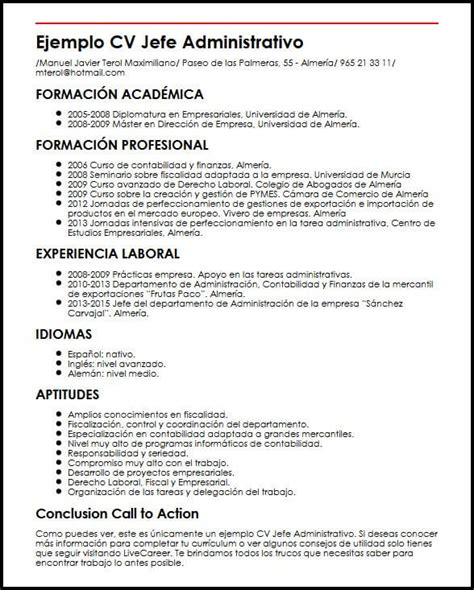 Ejemplo De Cv Para Jefe Administrativo Micvideal