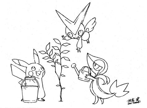 Pikachu Snivy And Victini Pokemon Drawn By Sugimoriken Danbooru