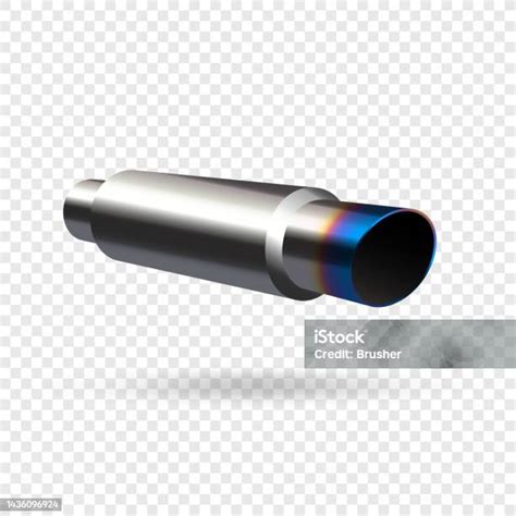 벡터 일러스트 레이 션 자동차 배기 파이프 머플러 스티어링 휠 현실적인 3d 아이콘 배기관에 대한 스톡 벡터 아트 및 기타