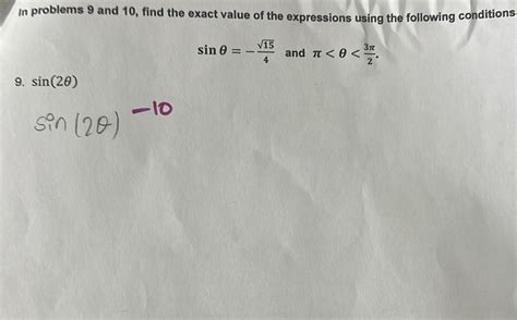 [answered] in problems 9 and 10 find the exact value of the expressions