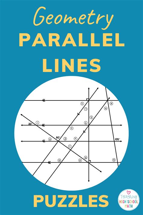 Geometry Parallel Lines Puzzle Activity Worksheet Teaching Geometry High School Math