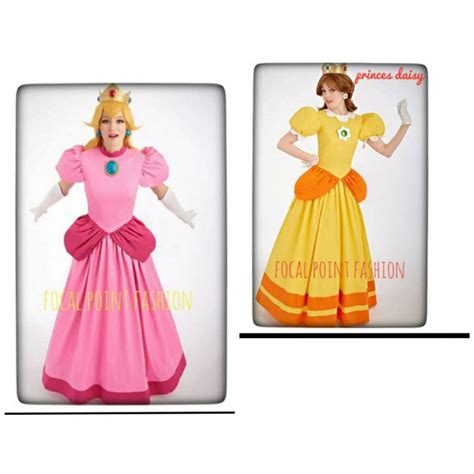Princess Peach Daisy Costume Adult Super Mario Bros Game Halloween
