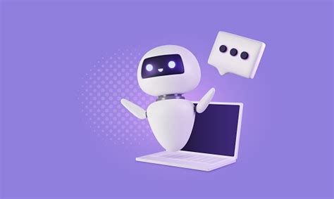 3d Bot With Speech Bubble Floating Above The Laptop Stock Illustration Download Image Now Istock