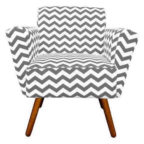 Poltrona Decorativa Dora Estampado Zig Zag Cinza D92 Drossi