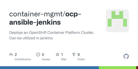 GitHub Container Mgmt Ocp Ansible Jenkins Deploys An OpenShift Container Platform Cluster