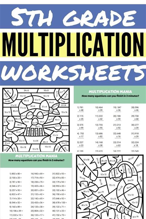 Multiplication Worksheets For Grade 5 Free Printable Pdfs
