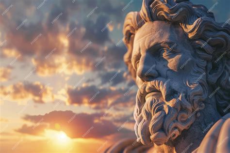 Statue Of Zeus In Ancient Greece At Golden Hour Sunset Greek Gods And