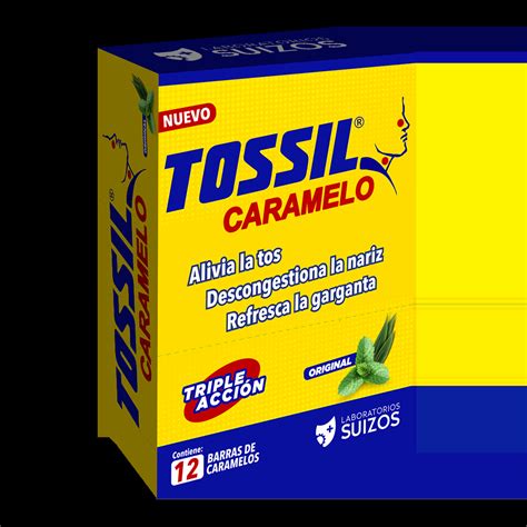 Tossil Caramelo Barra Caja Dispensadora X12 Unidades Laboratorios Suizos