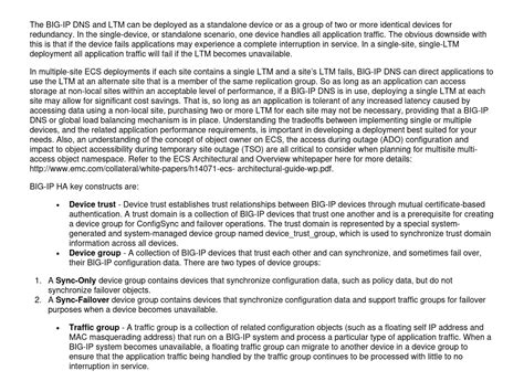 F5 Device Redundancy Ecs With F5 Deployment Reference Guide Dell