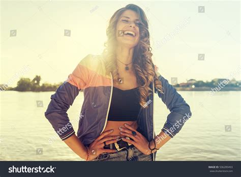 Close Portrait Smiling Pretty Sexy Woman Stock Photo Shutterstock