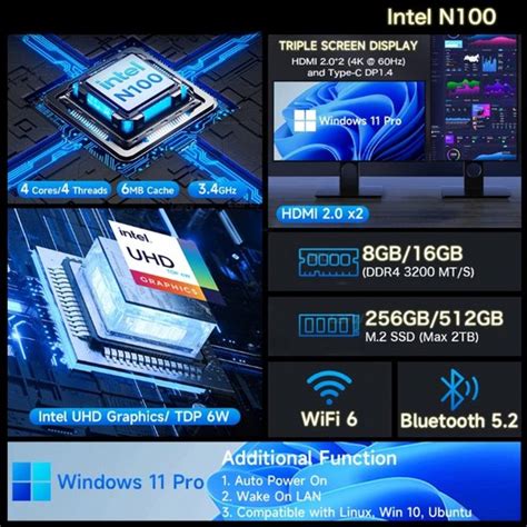 Mini Pc Mini Ordinateur De Bureau Ordinateur Compact Petit Pc