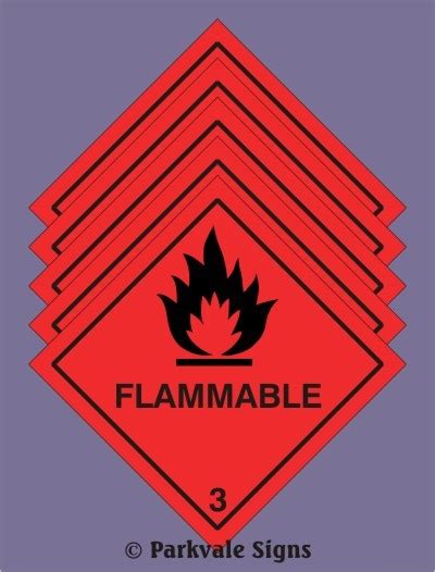 Pack Of 5 Flammable Stickers 1307