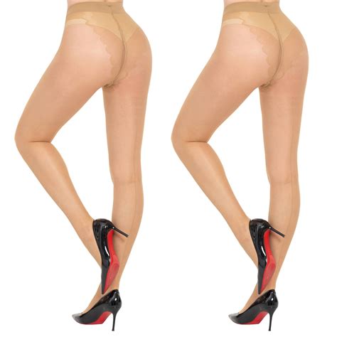 Manzi 2 Pairs Backseam Pantyhose For Women Seamed Nylon 20d Sheer