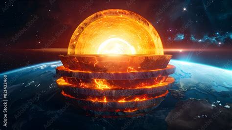 Internal Structure Of The Earth Cutaway 3d Illustration From The