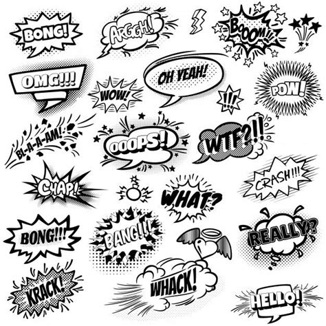 Free Vector Set Of Black And White Comic Speech Bubbles Artofit