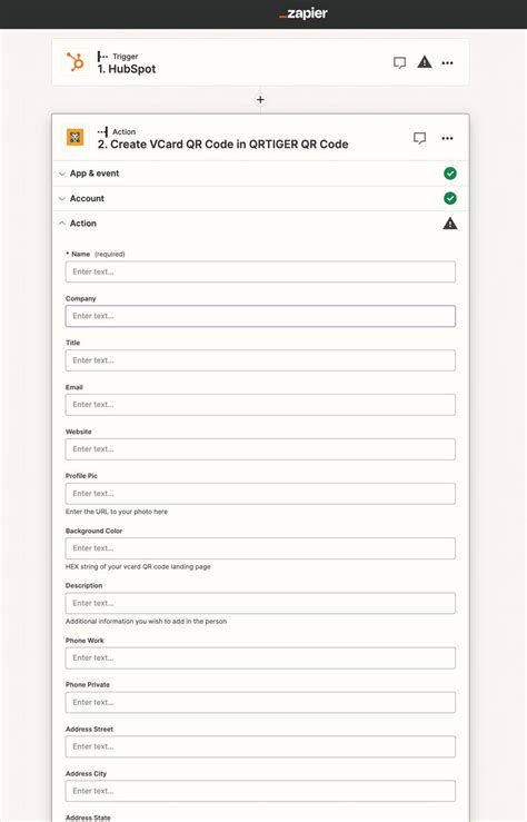 zapier integration how to embed employee data on a vcard qr code using
