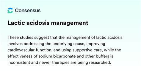 Lactic Acidosis Management Consensus Academic Search Engine