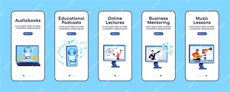 Premium Vector E Learning Onboarding Mobile App Screen Flat Template Educational Podcast