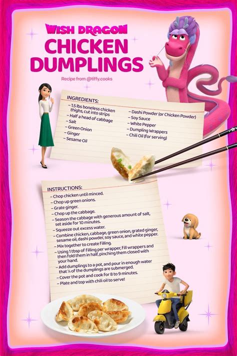 Wish Dragon Chicken Dumplings Recipe Disney Inspired Food Cartoon