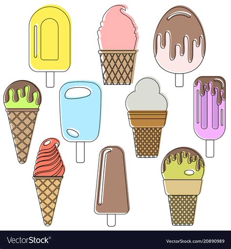 Set Of Ten Ice Creams Royalty Free Vector Image