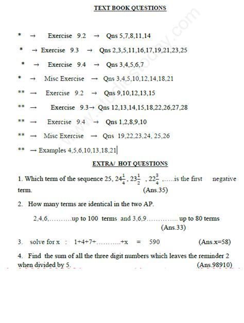 Cbse Class 11 Mathematics Sequences And Series Assignment Set C