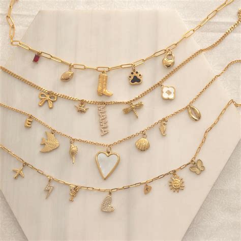 Custom Charm Necklace Build Your Own 18k Gold Statement Chain Etsy