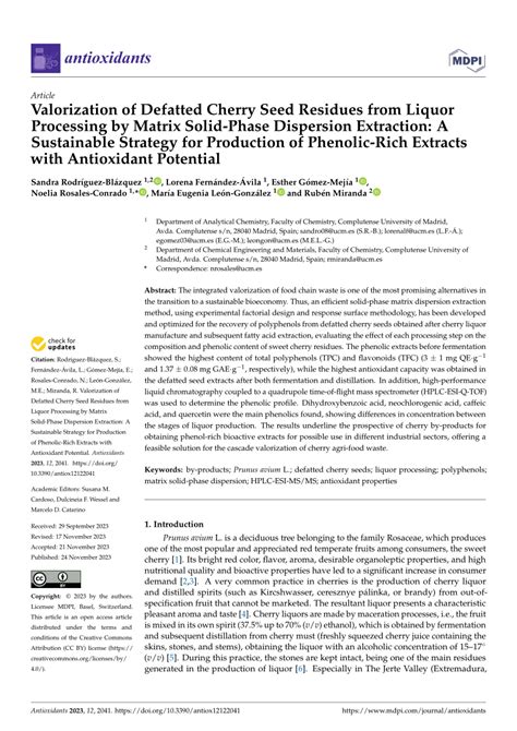 Pdf Valorization Of Defatted Cherry Seed Residues From Liquor