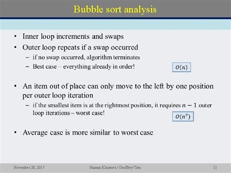 Sorting Quicksort Analysis Bubble Sort November 20 2017