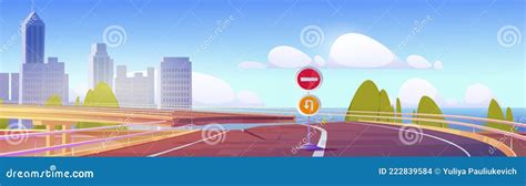 Broken Overpass Highway Empty Road With Stop Signs Stock Vector Illustration Of Building