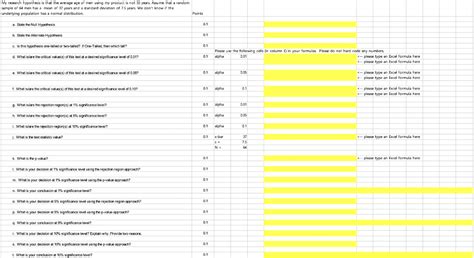 Solved Hypothesis Statistics Assignment In Excel