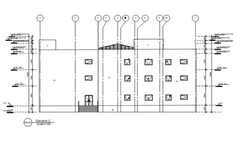 Elevation C Of G 2 Storey Building With Detail Autocad Drawing Dwg File Cad File Cadbull