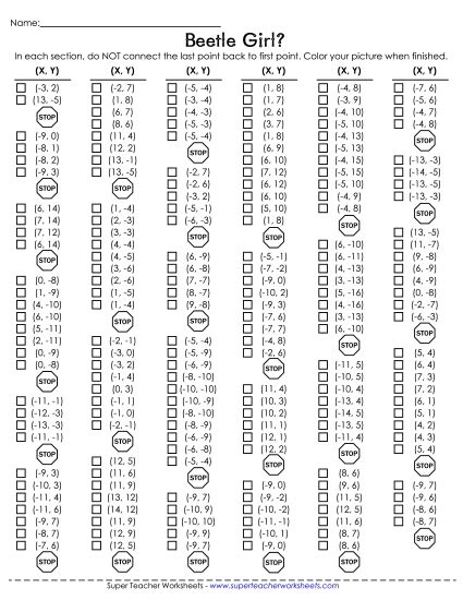 Mystery Graph Ladybug Printable Picture Hard Pdf Worksheet