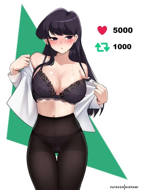 Rule 34 Big Breasts Black Lace Bra Breasts Embarrassed Embarrassed Female Hioyami Komi San Wa