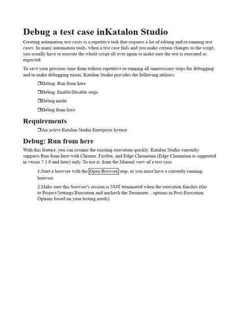 Debug In Katalon Pdf Debugging Systems Engineering