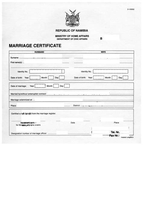Marriage Certificate Namibia Beglaubigte Übersetzungen