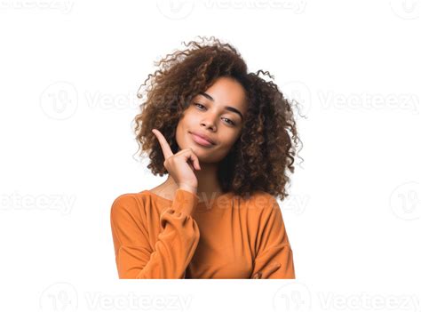 Ai Generated Young Brazilian Woman Pointing Finger To The Side 38368436 Png