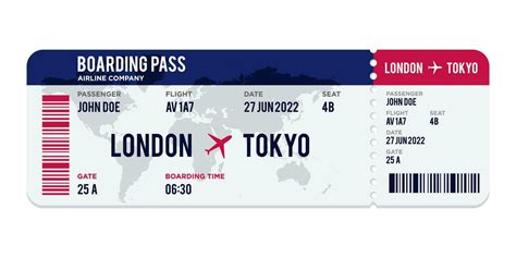 Blue And Red Airplane Ticket Design Realistic Illustration Of Airplane