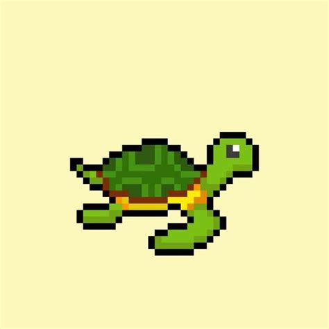 Pixel Art Turtle On A Beach