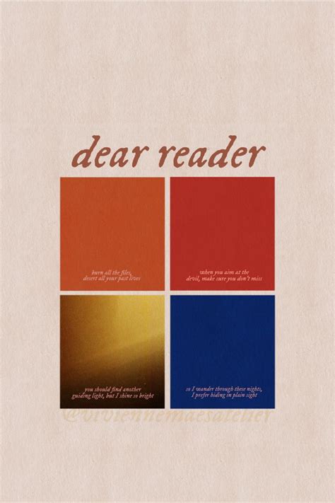 Taylor Swift Ts10 Dear Reader Lyric Color Palette Postersticker