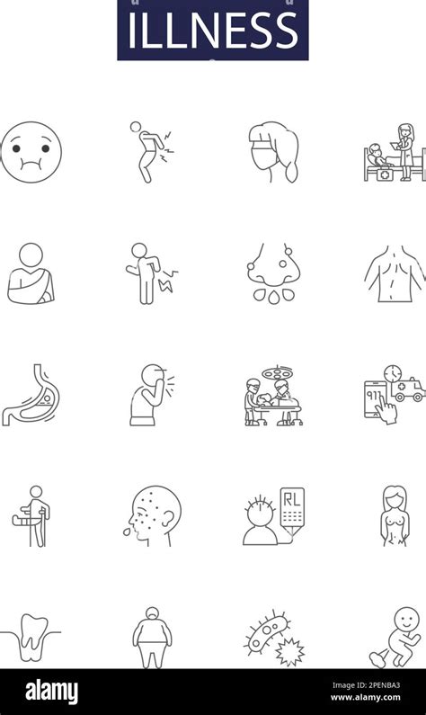 Illness Line Vector Icons And Signs Disease Malady Ailment