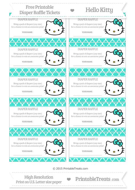 Free Turquoise Moroccan Tile Hello Kitty Diaper Raffle Tickets — Printable