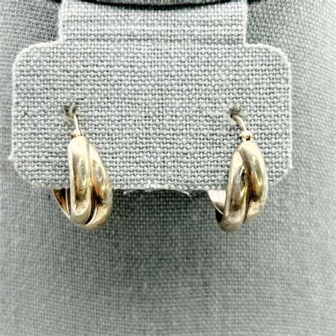 Vintage Jewelry Vintage Sterling Silver 925 Hoop Earrings Twisted