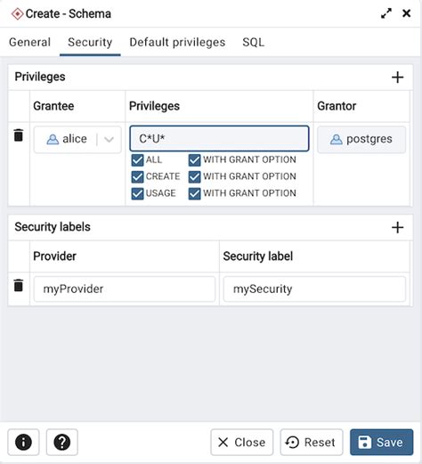 Schema Dialog PgAdmin Documentation