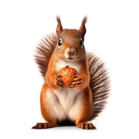 A Squirrel Is Holding A Nut In Its Mouth Ai Stock Illustration Illustration Of Looking White
