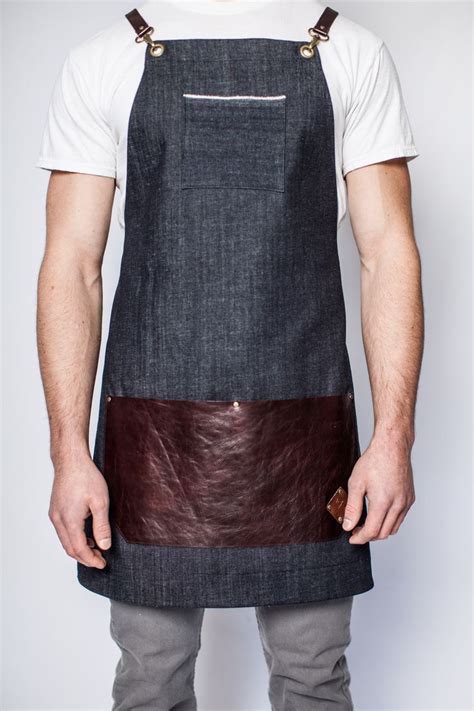Large Leather Pocket Rustic Hand Crafted Denim And Leather Etsy