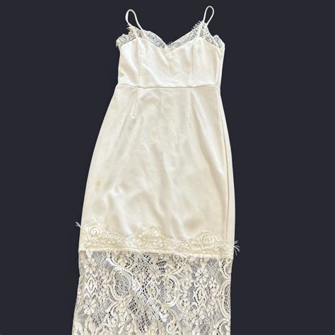 Cute White Lace Dress Has A Few Stains Lace Depop