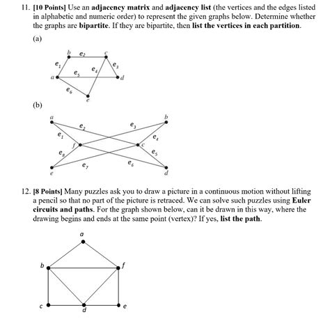 Solved 11 10 Points Use An Adjacency Matrix And Adjacency