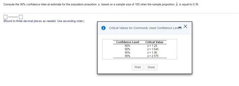 Solved Compute The 90 Confidence Interval Estimate For The