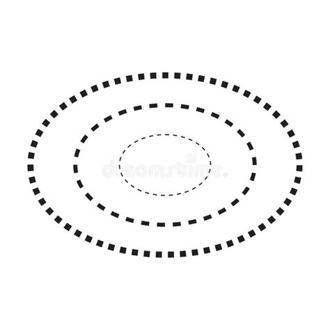 Tracing Ellipse Shape Symbol Dashed And Dotted Broken Line Element For Preschool Kindergarten
